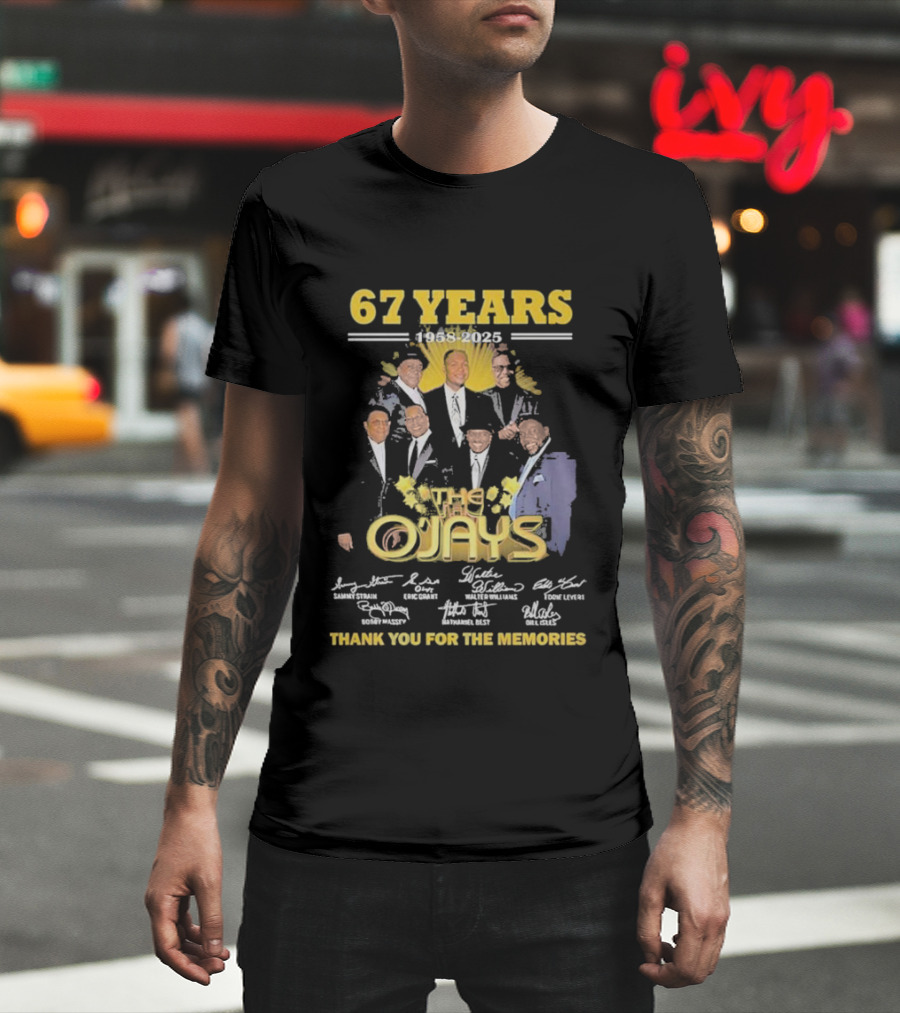 67 Years 1958-2025 The O'Jays Signatures Thank You For The Memories T-Shirt