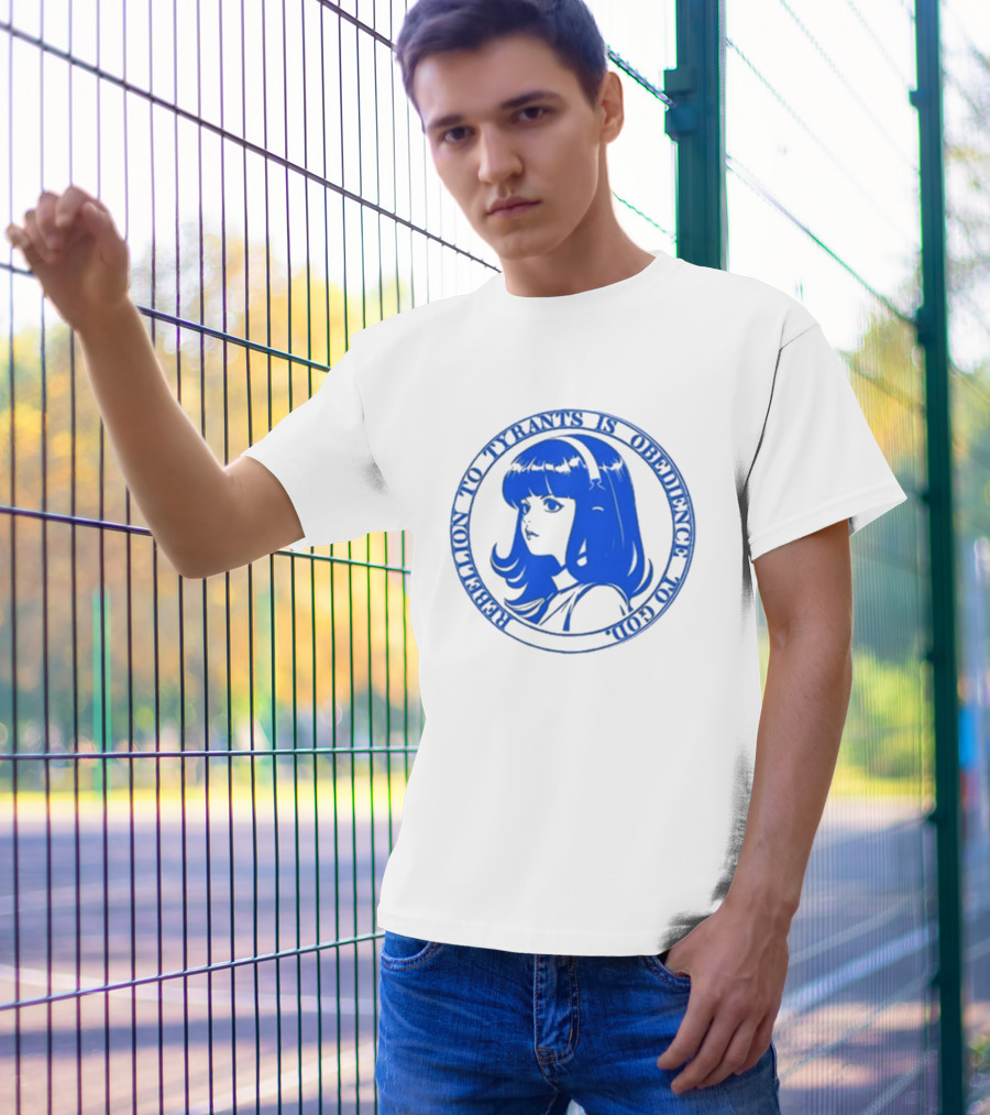 Rebellion To Tyrants Is Obedience To God Blue Anime T-Shirt