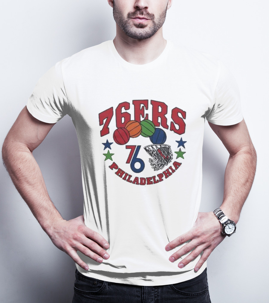 Philadelphia 76ers Multicolor Basketball Stars 76 City Edition T-Shirt