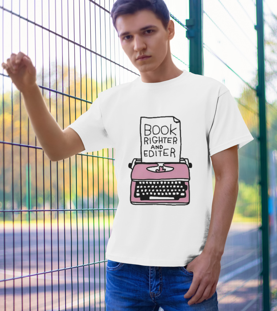 Book Righter And Editer Typo Pink Typewriter T-Shirt