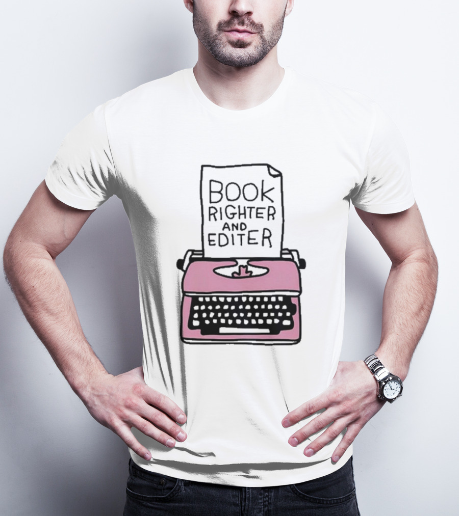Book Righter And Editer Typo Pink Typewriter T-Shirt