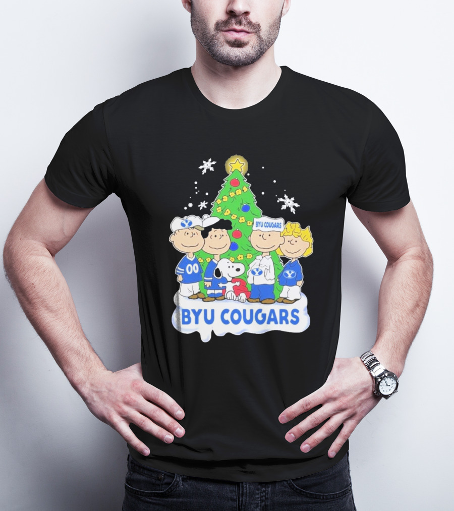 BYU Cougars Snoopy Christmas Tree Peanuts Characters T-Shirt