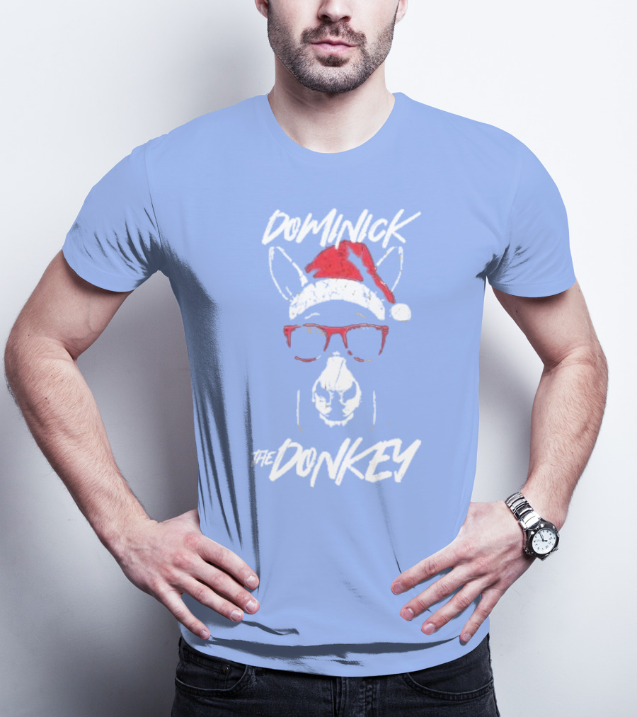 Dominick The Donkey Santa Hat Christmas Holiday T-Shirt