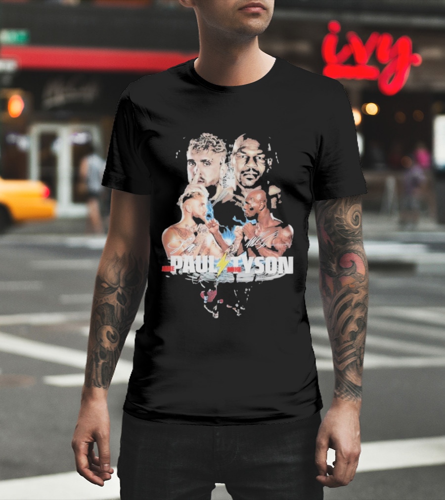 Jake Paul Mike Tyson Signature Lightning Faceoff Collaboration T-Shirt