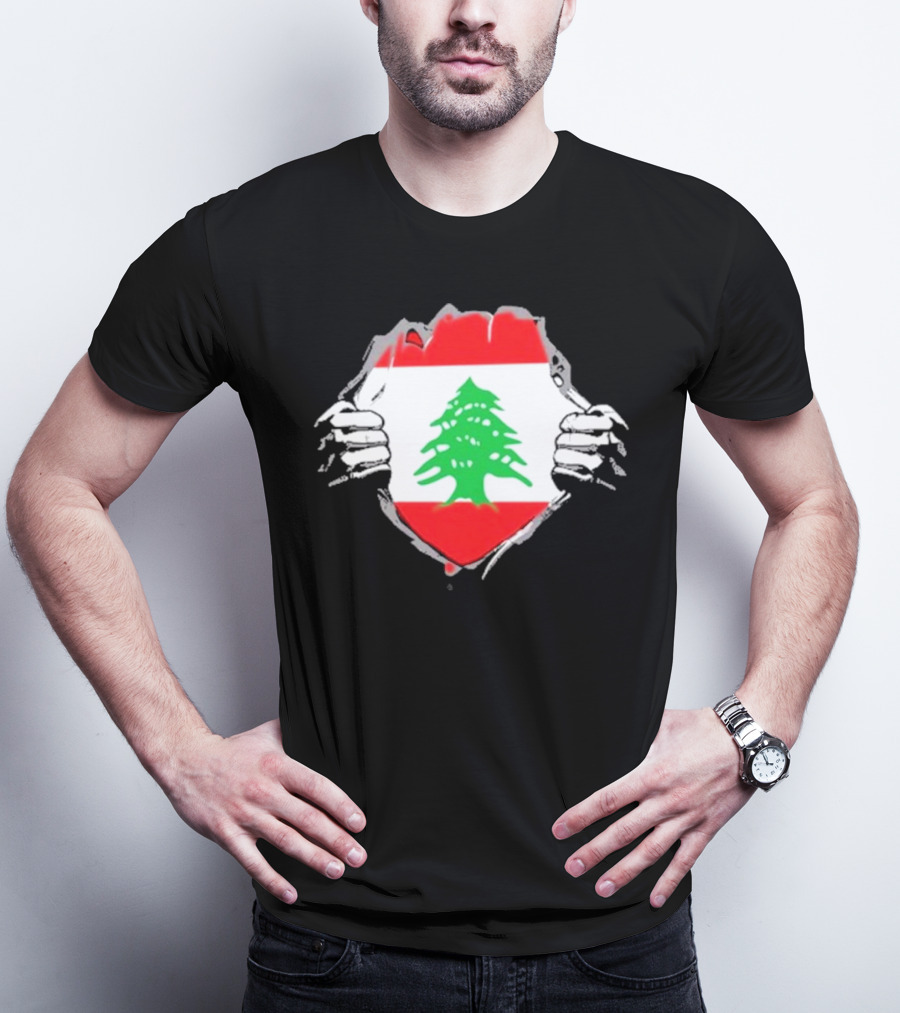 Lebanon Cedars Rugby League Lebanese Superhero Flag Icon T-Shirt