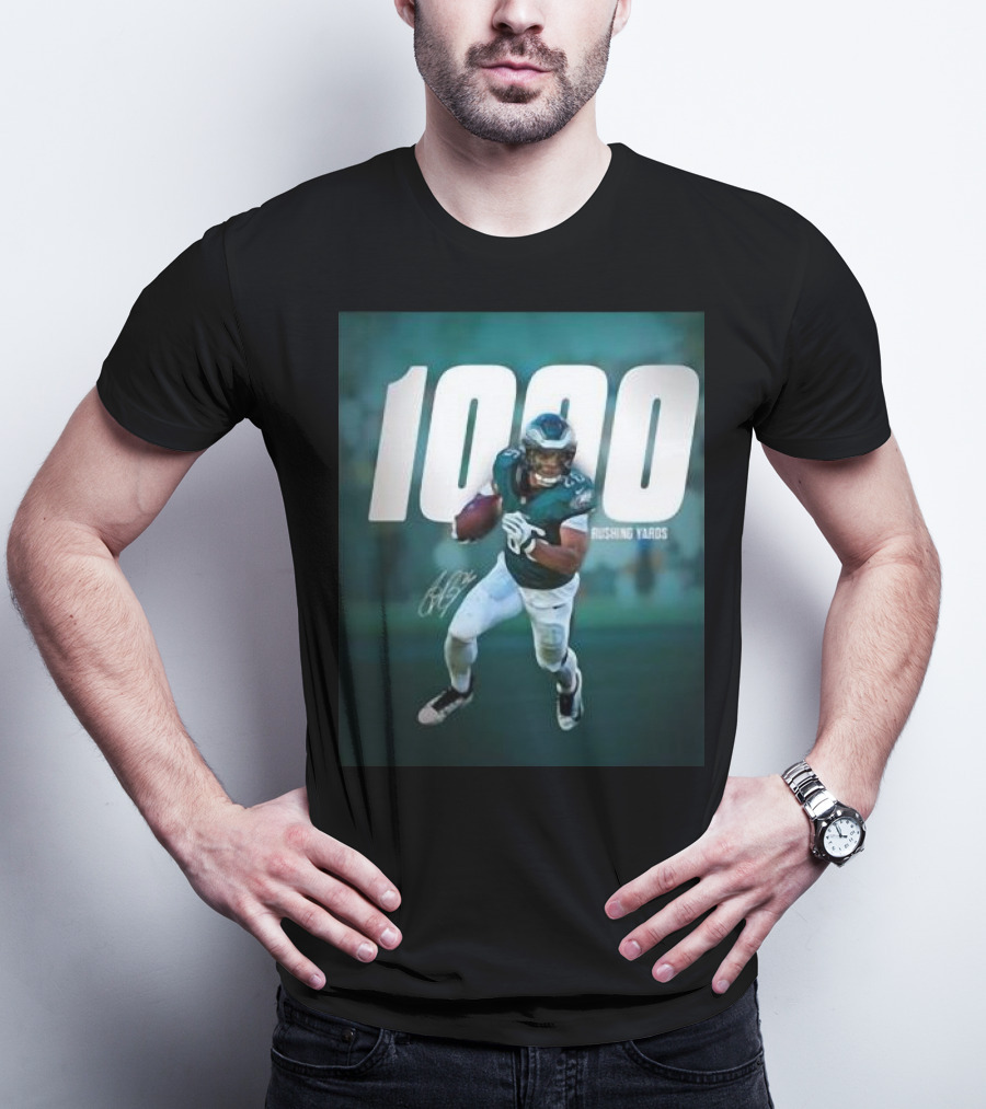 1000 Rushing Yards Football Player Signature T-Shirt