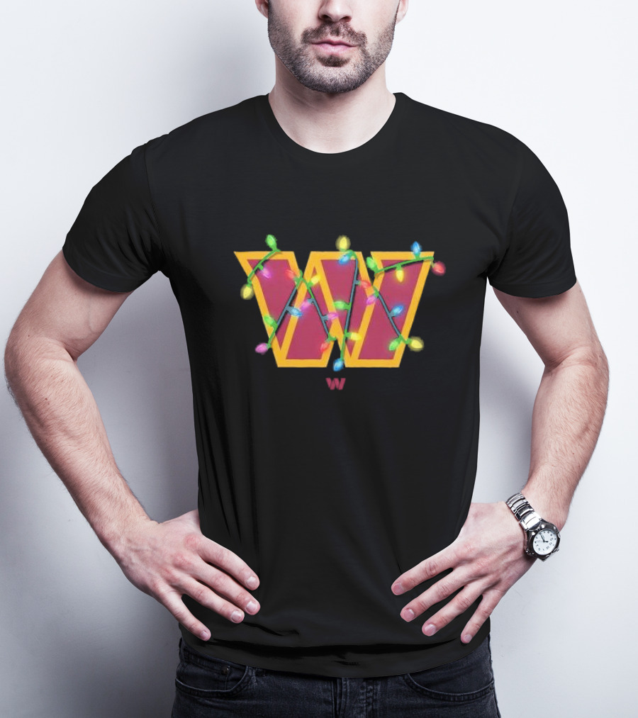 Washington Commanders W Logo Christmas Lights T-Shirt