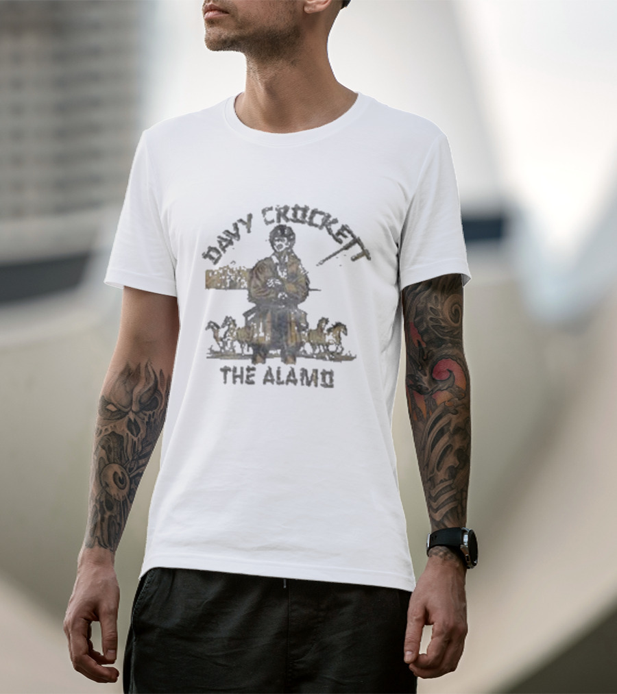 Davy Crockett The Alamo Pioneer With Horses T-Shirt