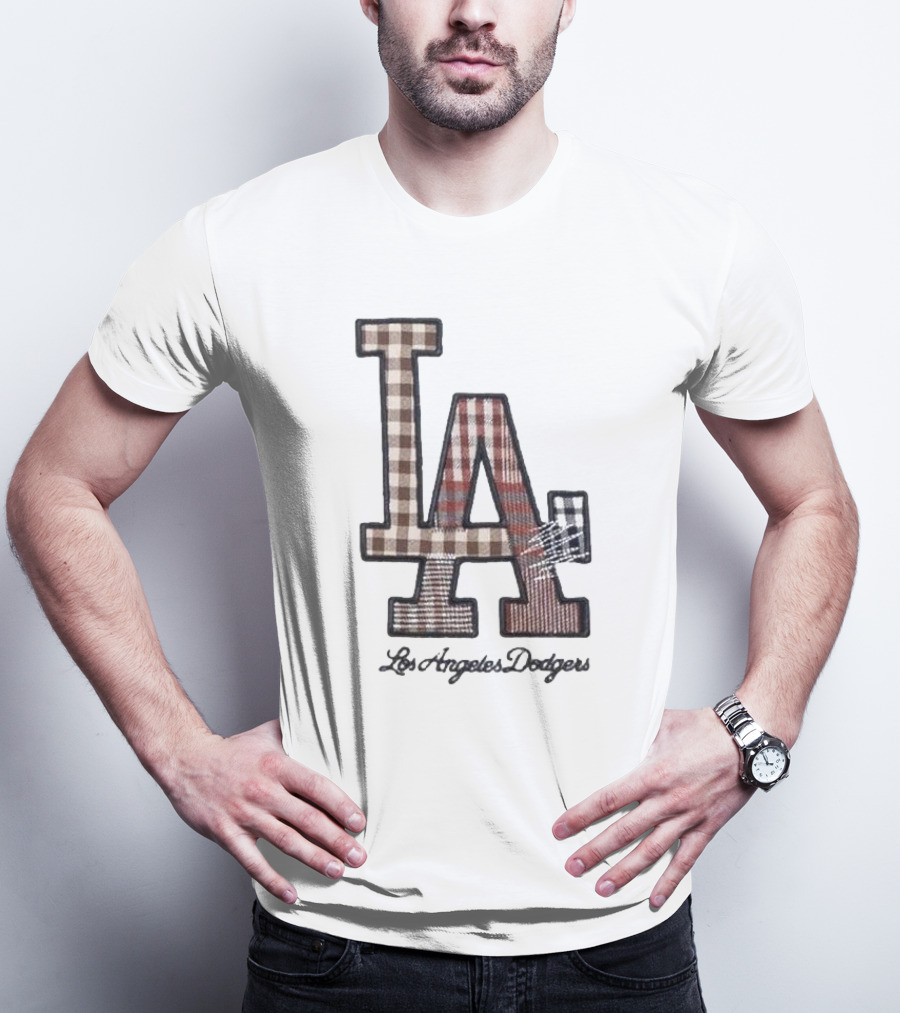 Los Angeles Dodgers Preppy Plaid LA T-Shirt