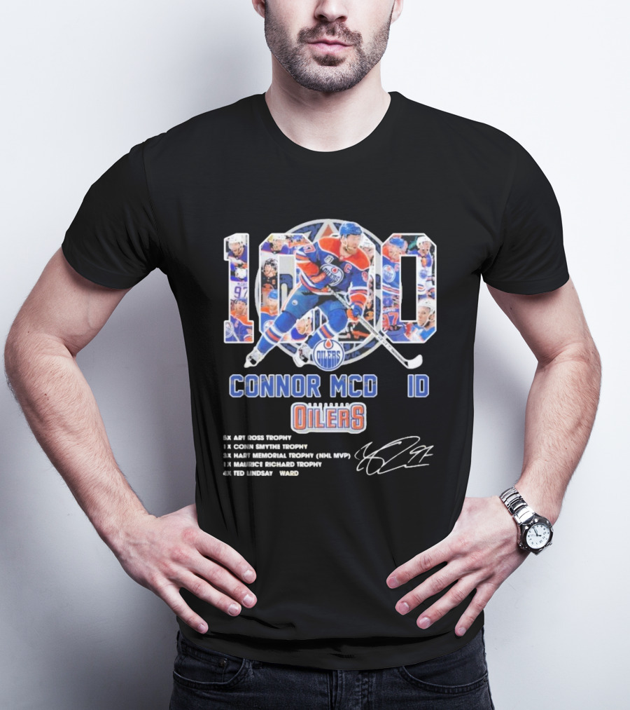 Connor McDavid 1000 Edmonton Oilers NHL Achievements Signature Collection T-Shirt