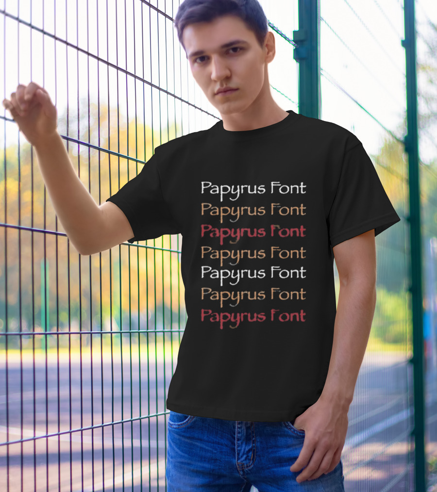 Papyrus Font Multicolor Natalie Tran T-Shirt