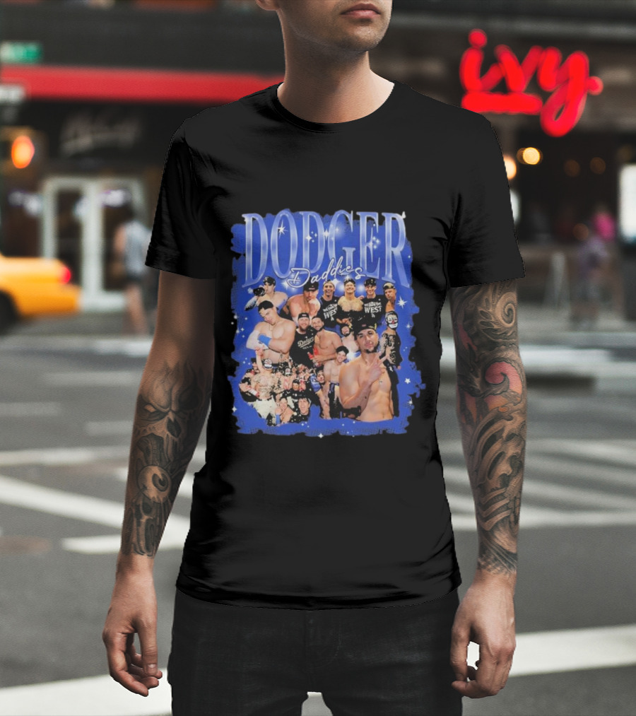 Dodger Daddies Starry Blue Team Icons Compilation T-Shirt
