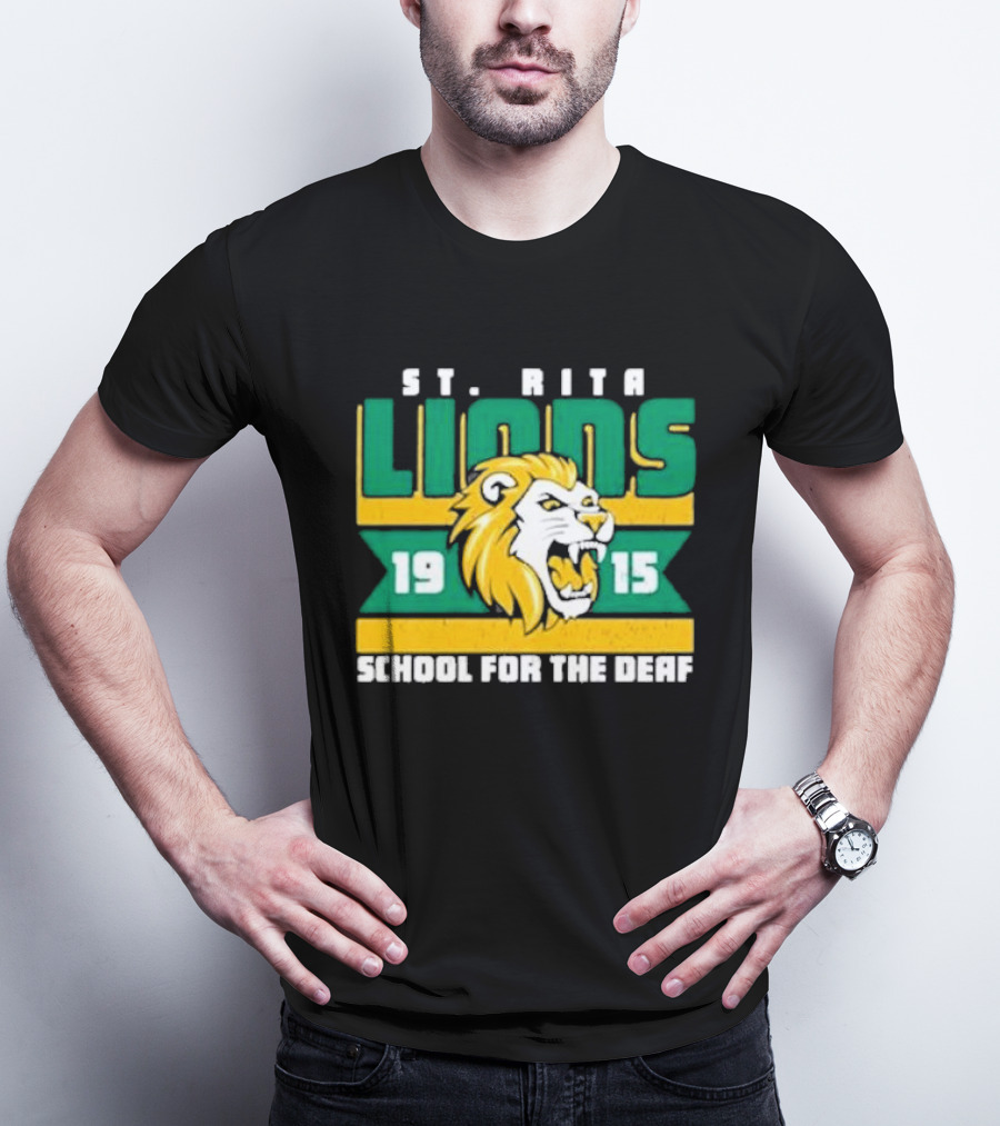 St. Rita Lions 1915 School For The Deaf Roaring Lion Emblem T-Shirt