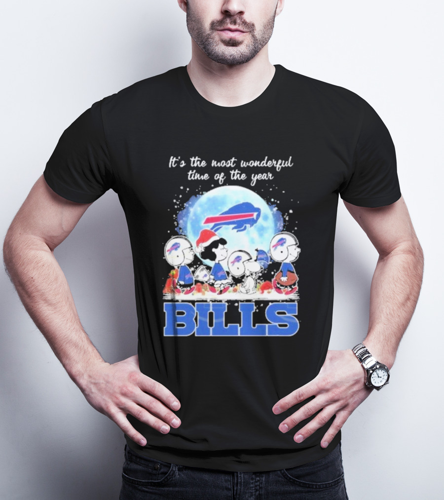 It's The Most Wonderful Time Of The Year Buffalo Bills Peanuts Football Holiday T-Shirt