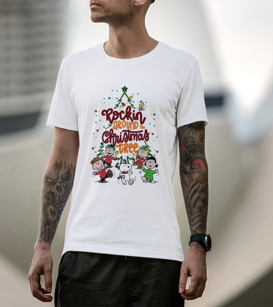 Snoopy Rockin Around The Christmas Tree Merry Christmas T-Shirt