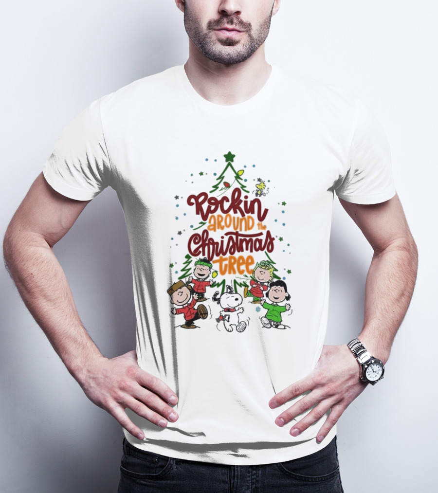 Snoopy Rockin Around The Christmas Tree Merry Christmas T-Shirt