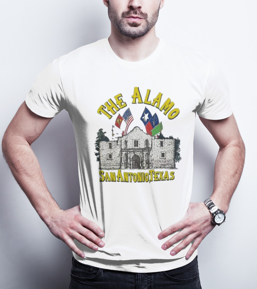 The Alamo San Antonio Texas Flags Historic Landmark Image T-Shirt