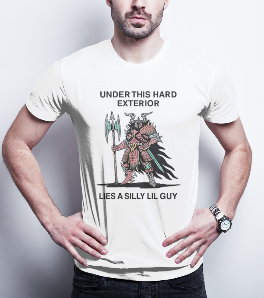 Under This Hard Exterior Lies A Silly Lil Guy Warrior With Axe And Horned Helmet T-Shirt