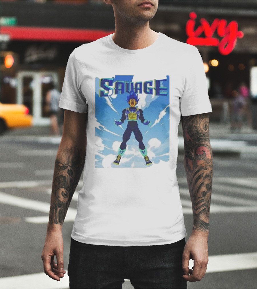 Vegeta Blue Saiyan Savage Super Warrior Transformation Scene T-Shirt