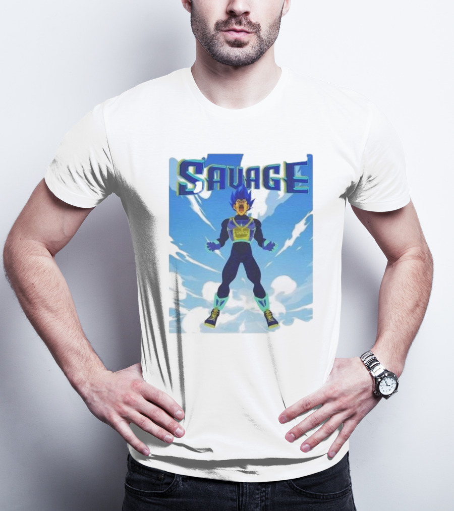 Vegeta Blue Saiyan Savage Super Warrior Transformation Scene T-Shirt