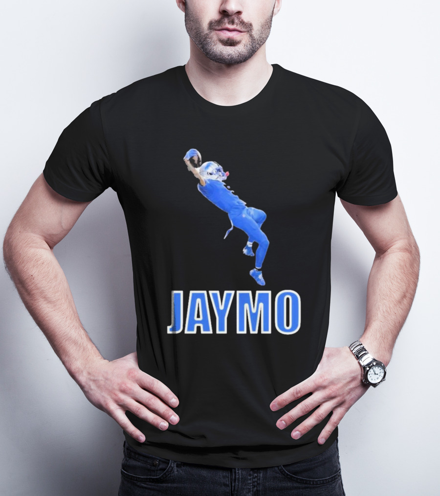 Jaymo Football Catch Jump Athlete Sports Blue Uniform T-Shirt