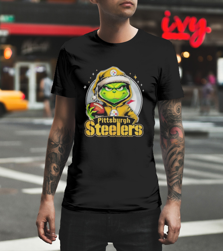 The Grinch Pittsburgh Steelers Christmas Football Crossover T-Shirt
