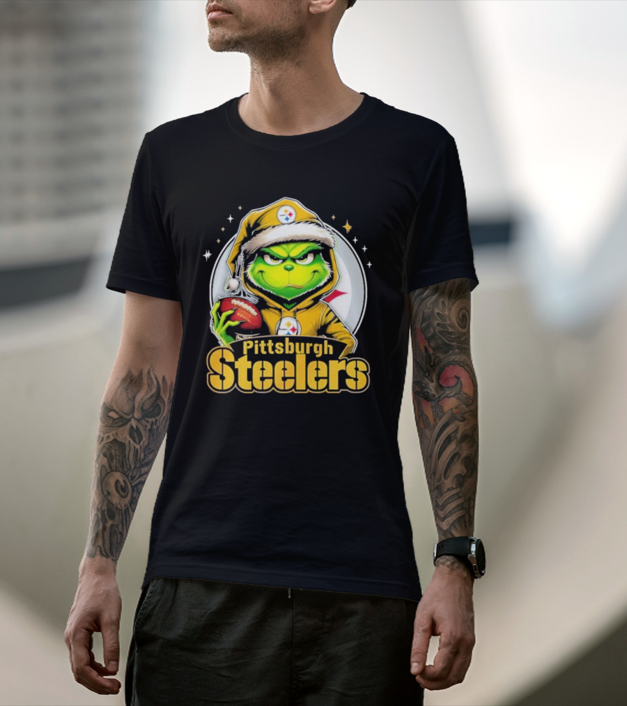 The Grinch Pittsburgh Steelers Christmas Football Crossover T-Shirt