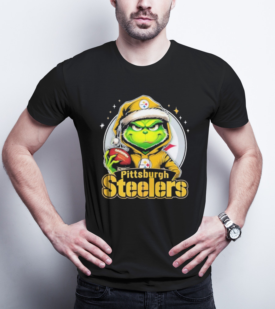 The Grinch Pittsburgh Steelers Christmas Football Crossover T-Shirt