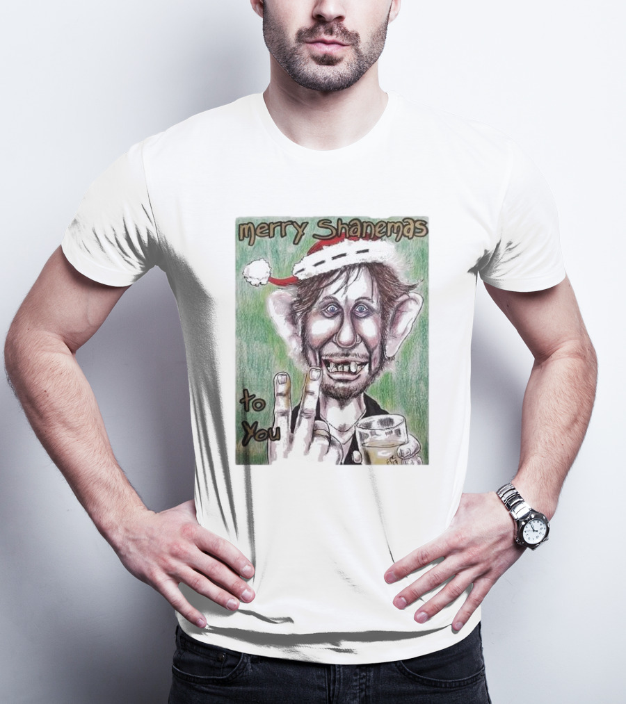 Merry Shanemas To You Shane MacGowan Christmas Card Drawing T-Shirt