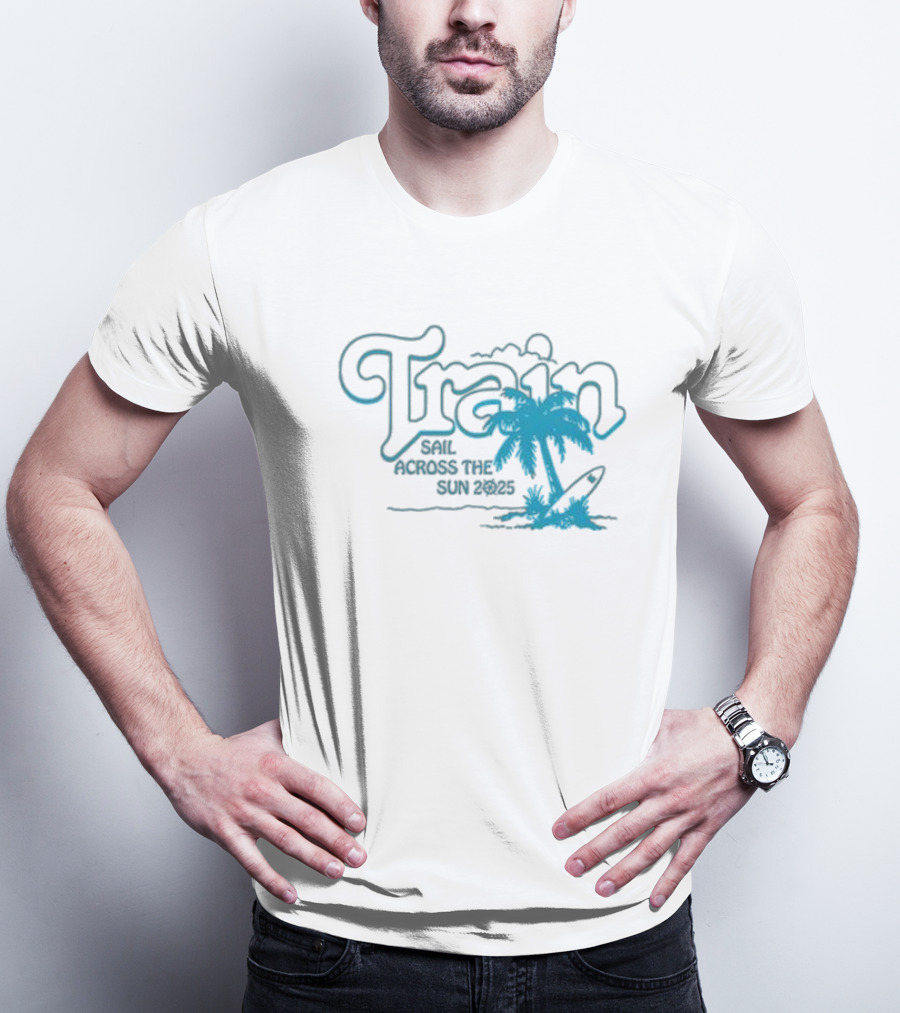 Train Sail Across The Sun 2025 Palm Surfboard T-Shirt