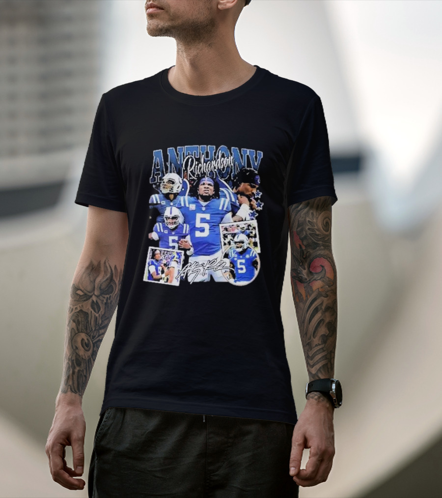 Anthony Richardson Indianapolis Colts Quarterback Number 5 Football Collage T-Shirt