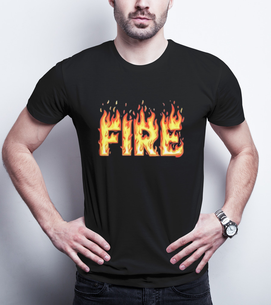 Fire Flames Text T-Shirt