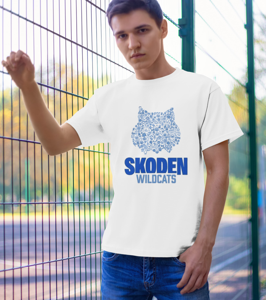Skoden Wildcats Blue Emblem With Symbols T-Shirt