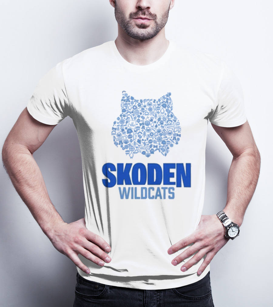 Skoden Wildcats Blue Emblem With Symbols T-Shirt
