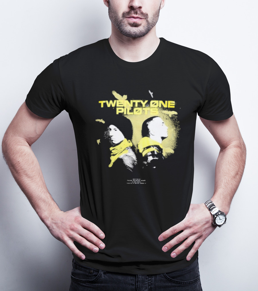 Twenty One Pilots Back 2 Back Eagle Silhouette Duo Yellow Accents T-Shirt