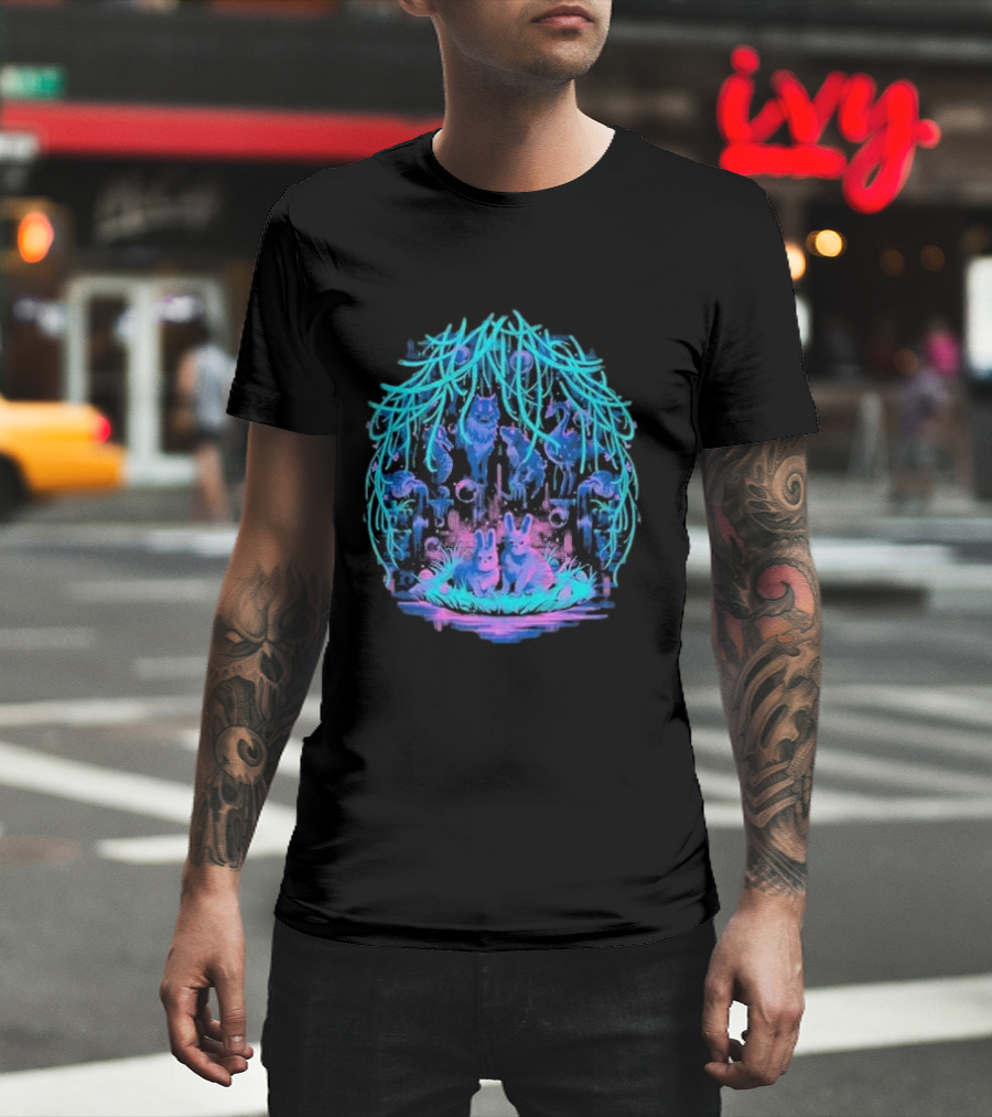 Animal Well Clandestine Creatures Glowing Forest Scene T-Shirt