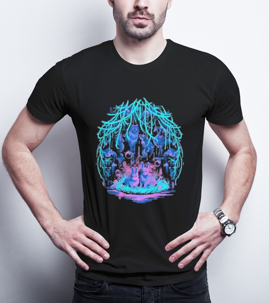 Animal Well Clandestine Creatures Glowing Forest Scene T-Shirt