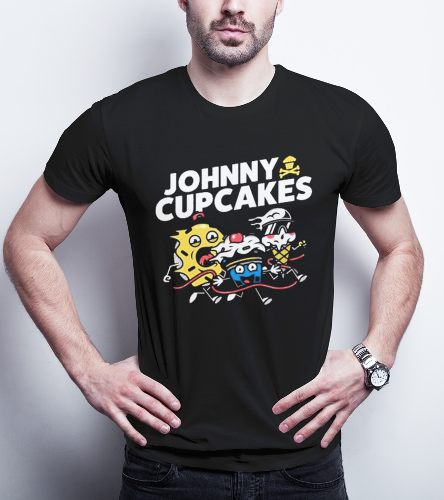 Johnny Cupcakes Candy Characters Racing Fun Austin TX Conference Alley T-Shirt