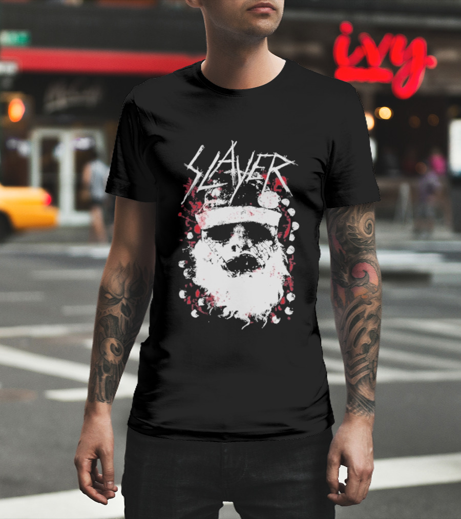 Slayer Dead Skin Santa Skull Iconic Holiday T-Shirt