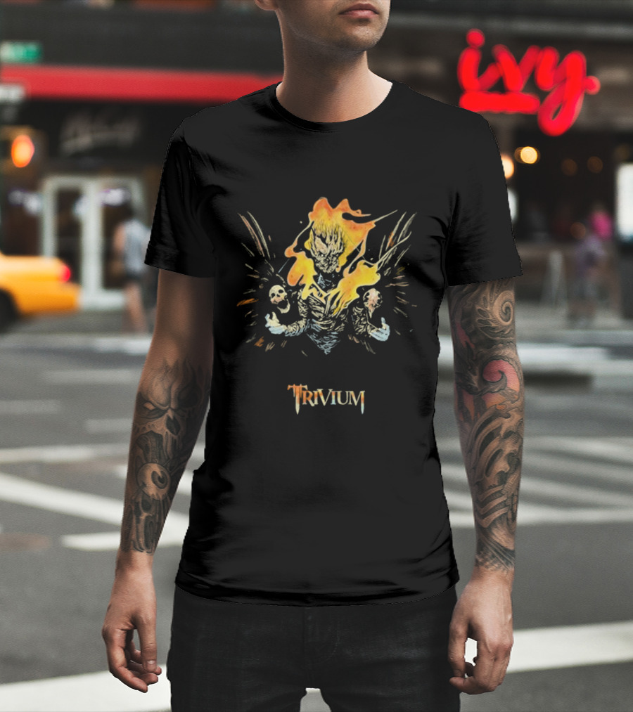 Trivium Fire Sword Flaming Demon Skulls T-Shirt