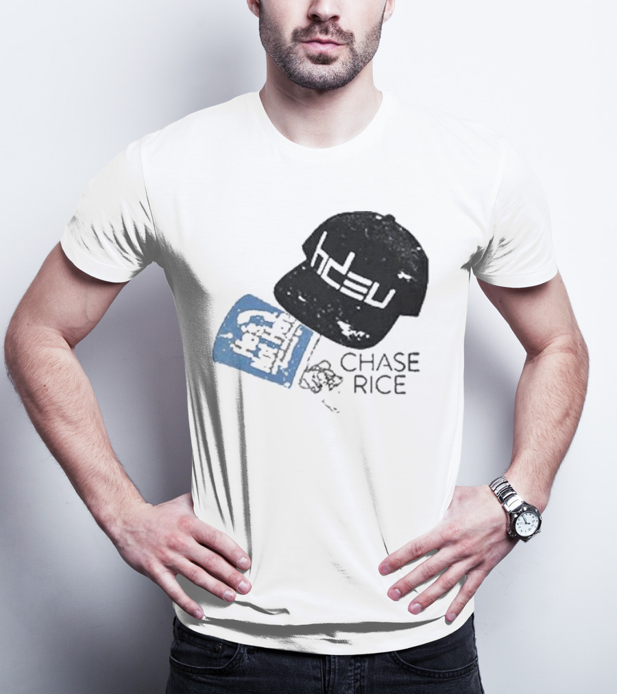 CHASE RICE HDEU Gear Hat And Blue He’s Not Here Text T-Shirt