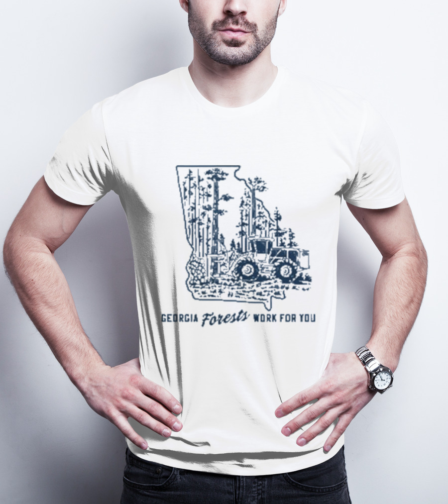 Georgia Forests Work For You Tractor In State T-Shirt