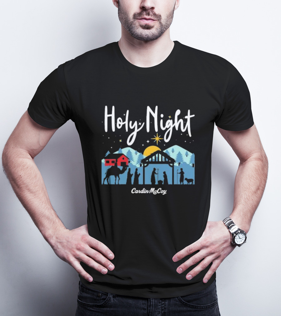 Holy Night Cardin McCoy Nativity Scene Christmas T-Shirt