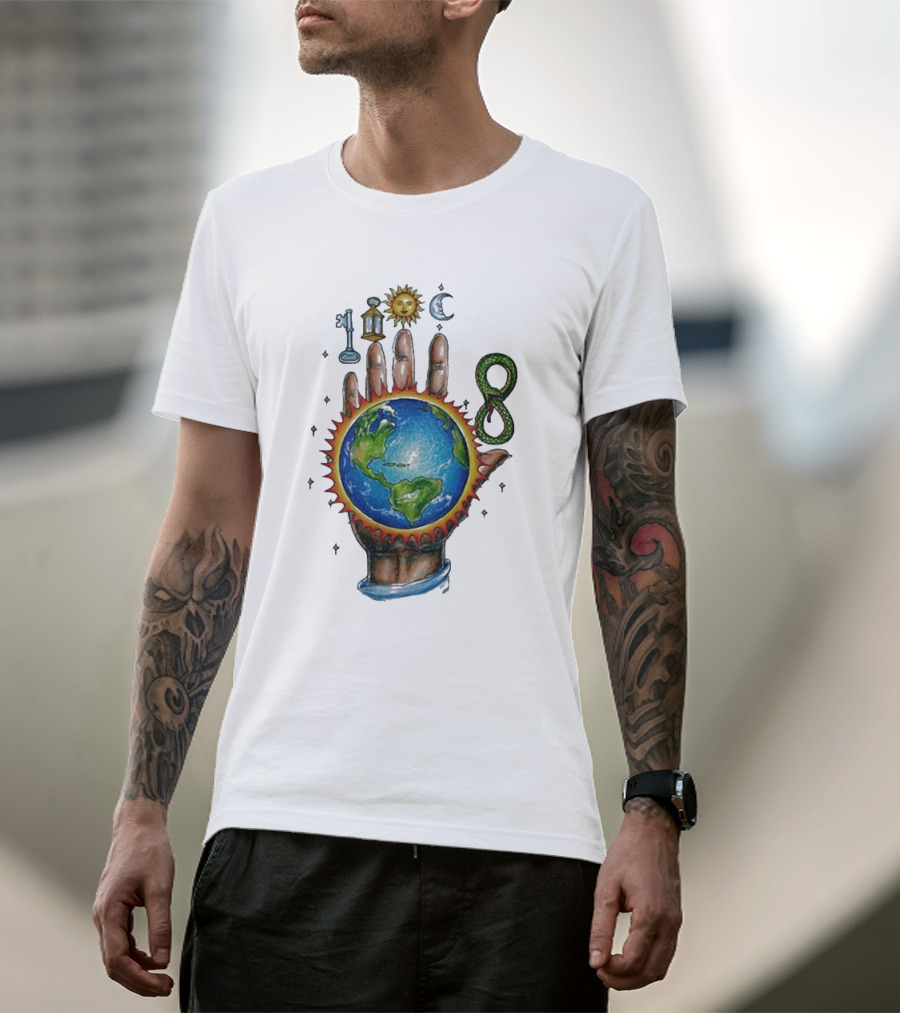 John Summit World Sun Moon Palm Symbol 8 Snake T-Shirt