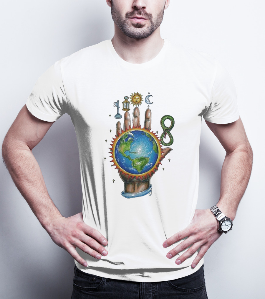 John Summit World Sun Moon Palm Symbol 8 Snake T-Shirt