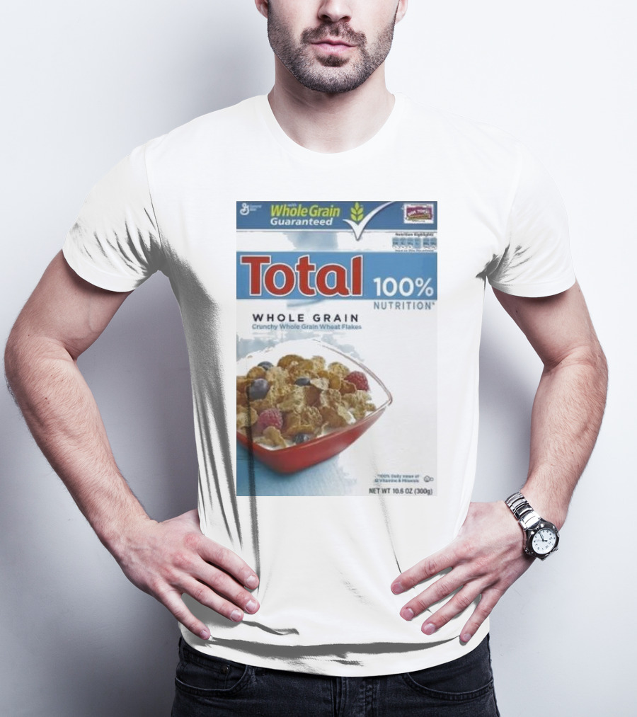 Total 100% Nutrition Whole Grain Crunchy Wheat Flakes Breakfast Cereal Box T-Shirt