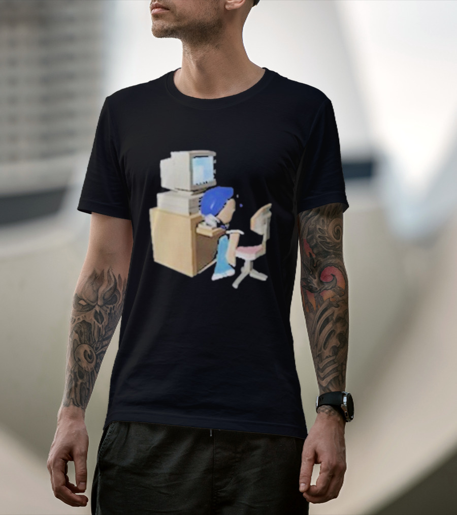 Nikki Carreon Internet Fatigue Vintage Computer Cartoon Figure T-Shirt