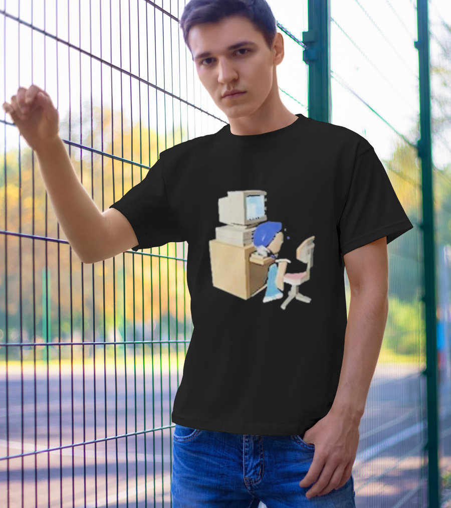 Nikki Carreon Internet Fatigue Vintage Computer Cartoon Figure T-Shirt