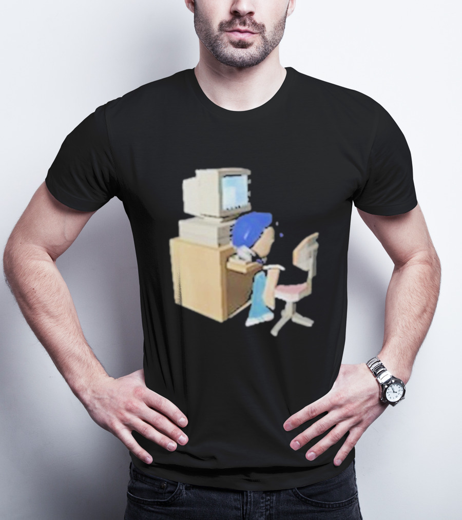 Nikki Carreon Internet Fatigue Vintage Computer Cartoon Figure T-Shirt