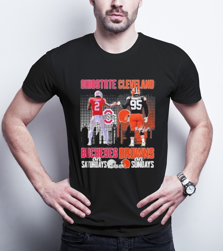 Ohio State Cleveland Buckeyes Browns On Saturdays On Sundays T-Shirt